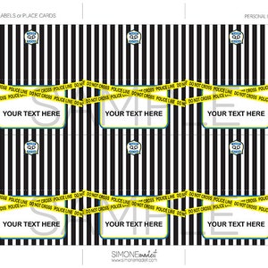 Police Food Labels Template - Printable Detective Theme Birthday Party ...