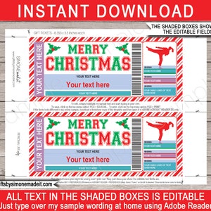 Christmas Karate Gift Certificate Template - Printable Boys Ticket ...