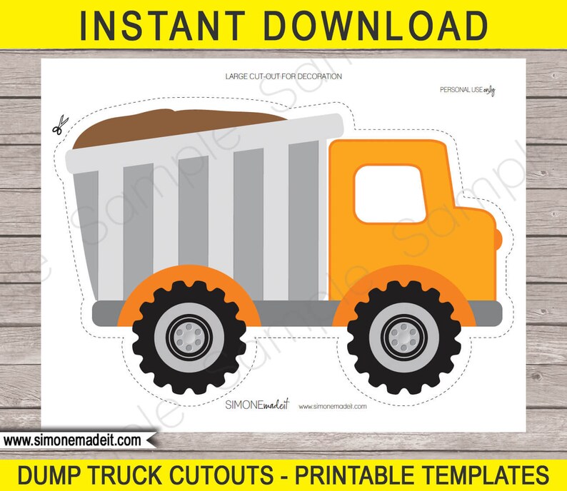 Construction Truck Cutouts: Printable Birthday Party Decor (digital PDF ...