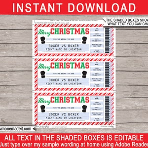 Christmas Boxing Ticket Gift - Surprise Boxing Match Ticket - Printable ...