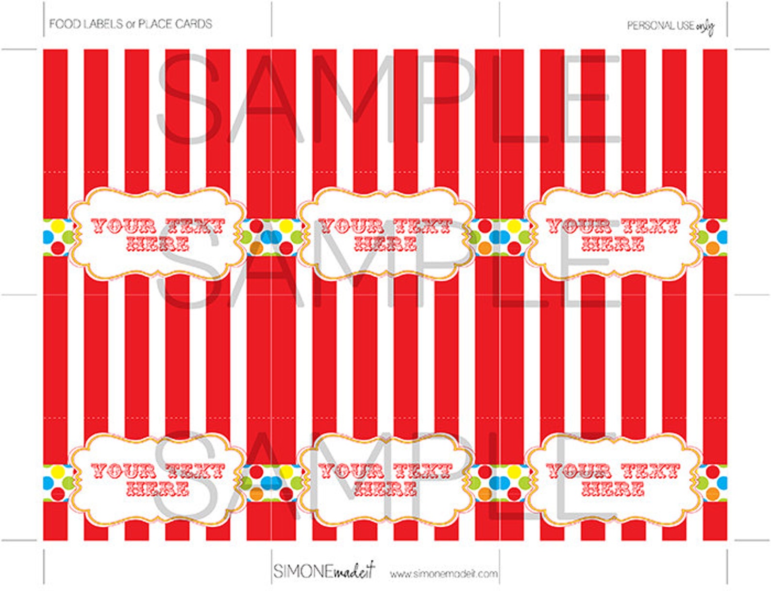 Carnival Food Labels Template: Editable Circus Party Place Cards ...