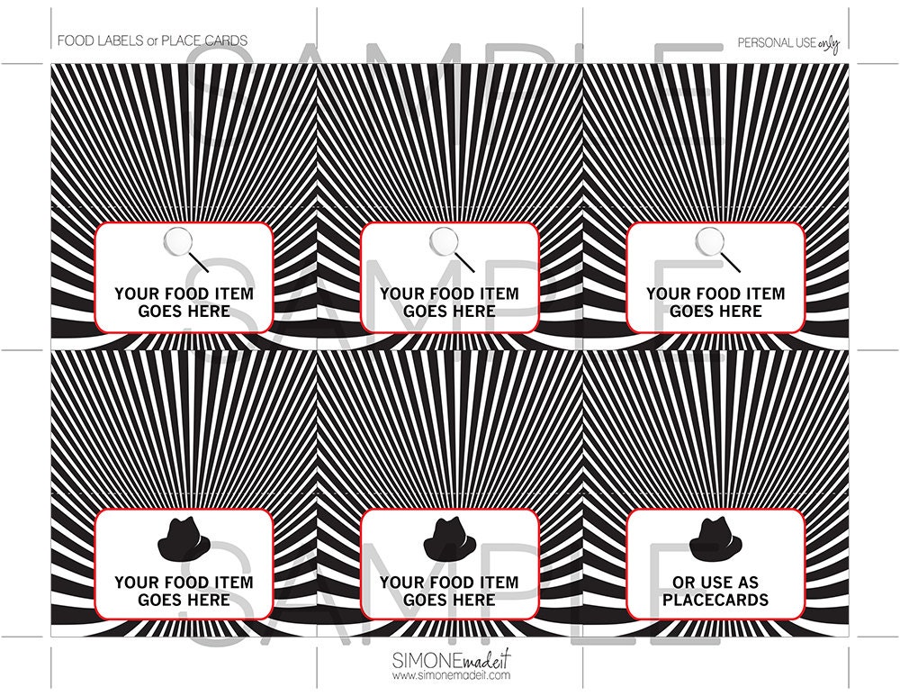 Spy Party Food Labels: Editable Secret Agent Theme (digital Download ...