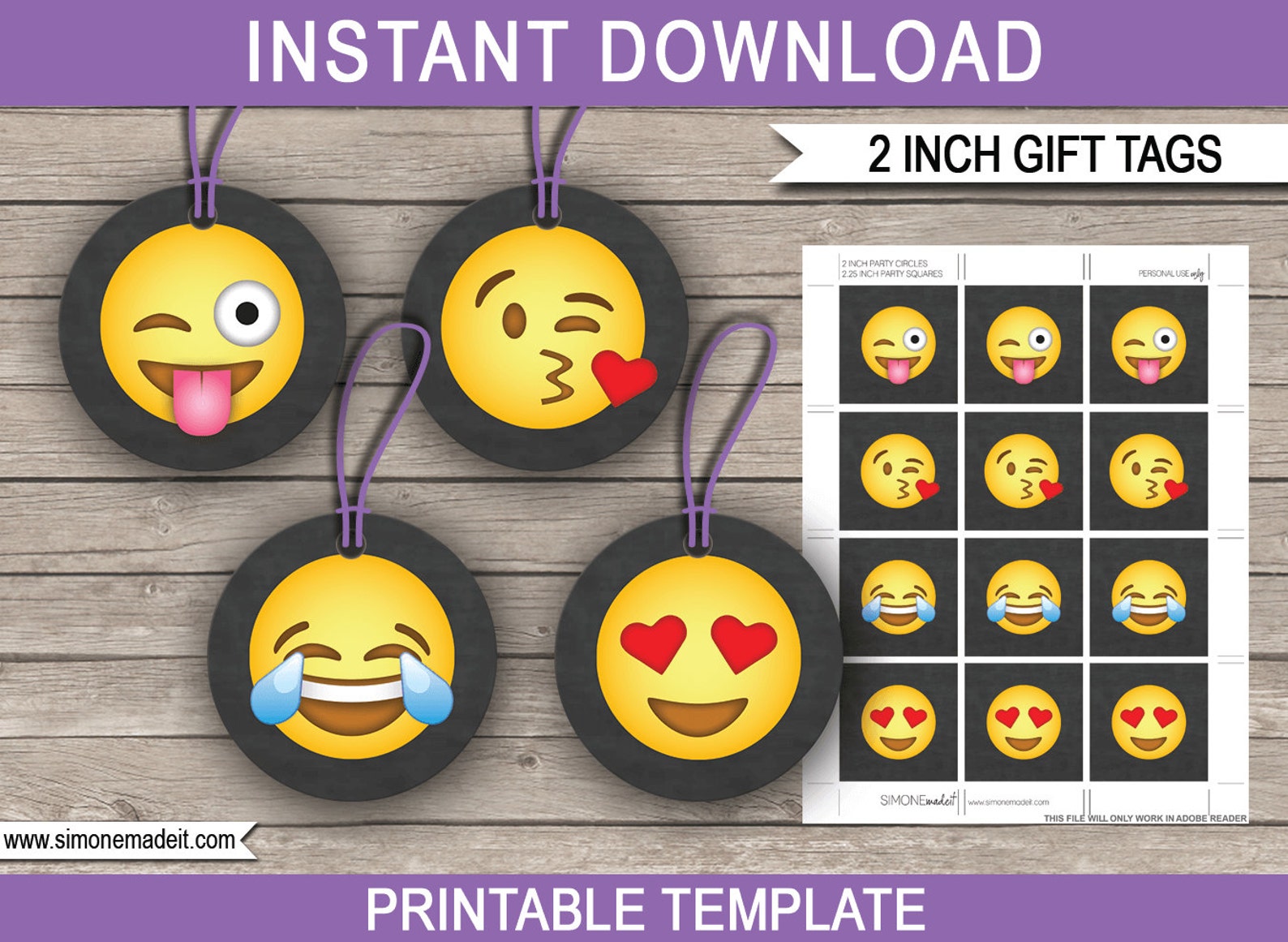 Printable Emoji Cupcake Toppers Template Birthday Party - Etsy