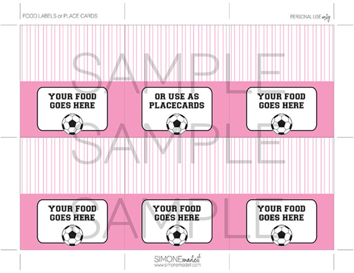 Soccer Party Food Labels Girls Soccer Theme Party Food - Etsy