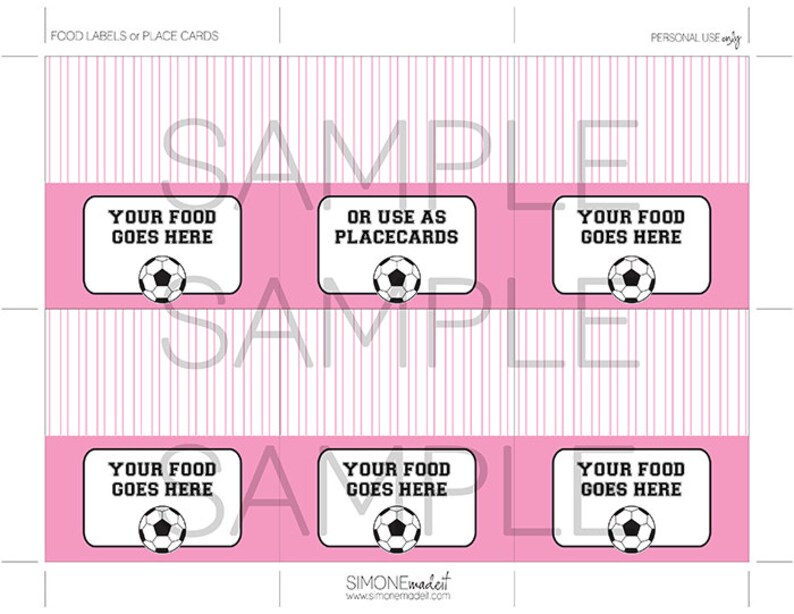Soccer Party Food Labels Girls Soccer Theme Party Food - Etsy