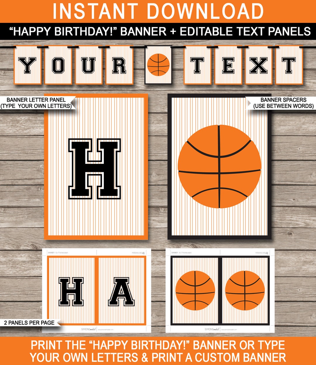 Basketball Party Banner - Happy Birthday Banner - Custom Banner - Party ...