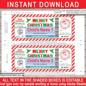 Santa Gift Certificate Template for Kids - Printable Christmas Present ...