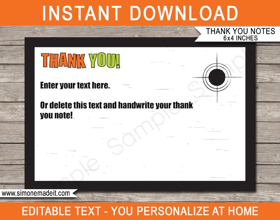 Laser Tag Party Thank You Cards - Printable Thank You Notes - Laser Tag ...