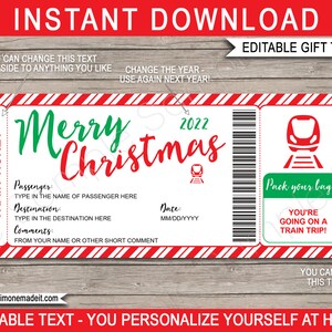 Christmas Train Ticket Printable Template Boarding Pass Gift - Etsy