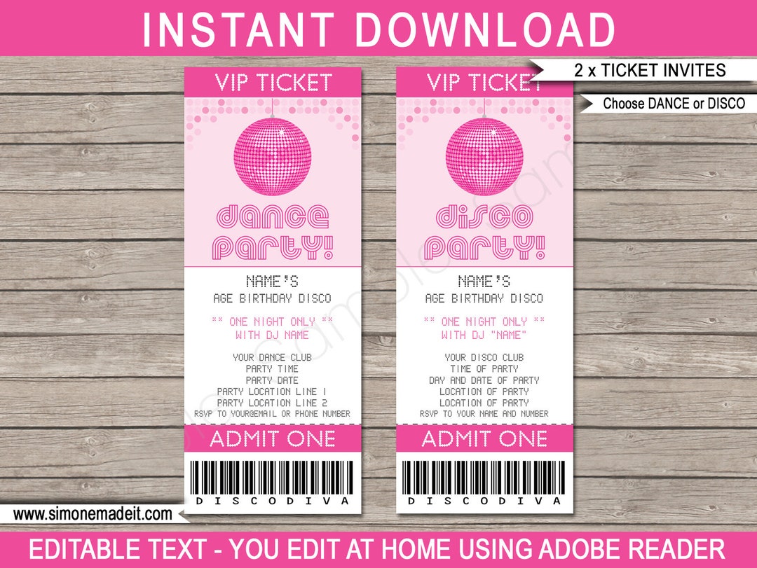 Disco Invitations Template - Printable Disco Theme Birthday Party ...