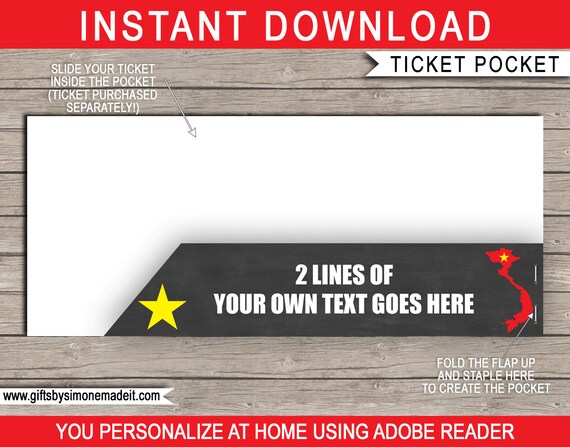 Vietnam Trip Plane Ticket Jacket Pocket Sleeve Template - Etsy