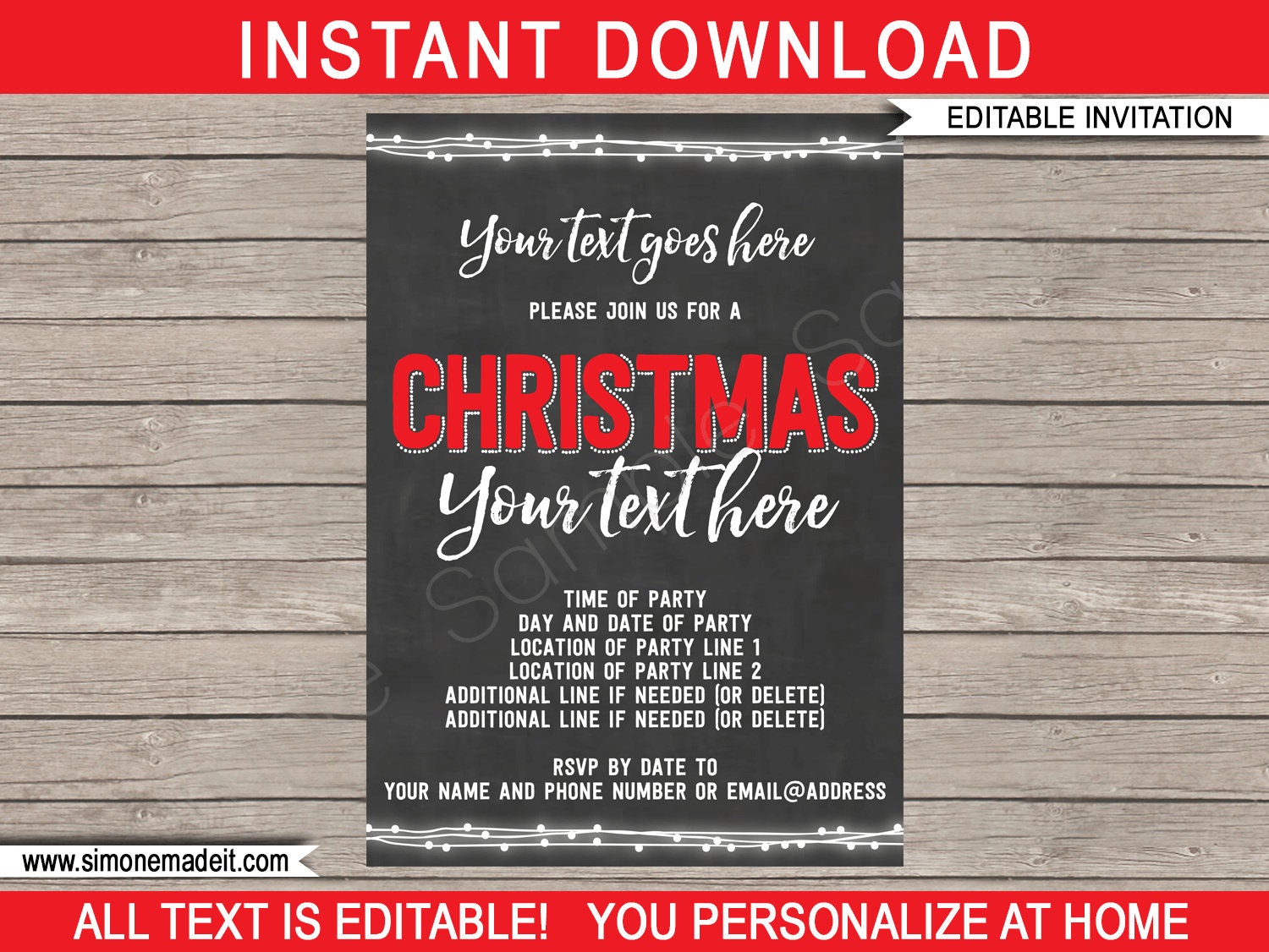 Editable Christmas Party Invitation Template (digital Download) - Etsy
