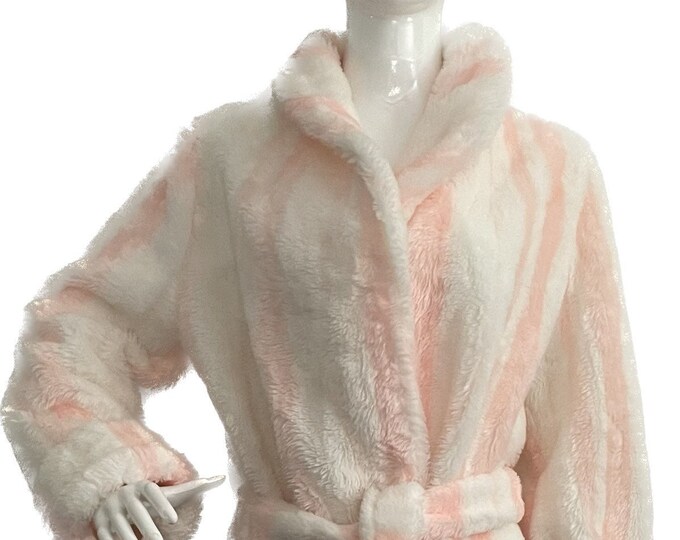 Vintage Fuzzy Robe, Striped Cozy Robe, Long Robe, Fabric by Charm, Borg ...