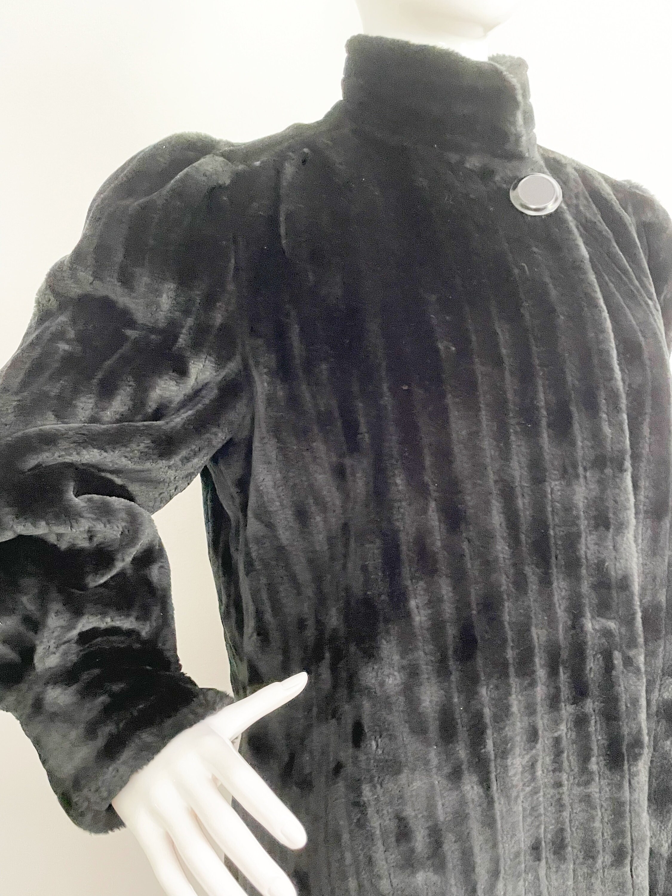 Vintage Borgessa Faux Fur Black Fur Jacket Puff Sleeves - Etsy