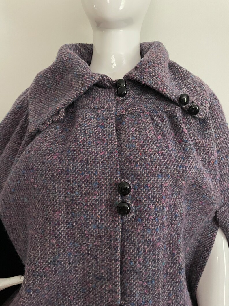 Vintage Pierre Cardin Purple Wool Cape, Heathered Purple Cape, Designer ...