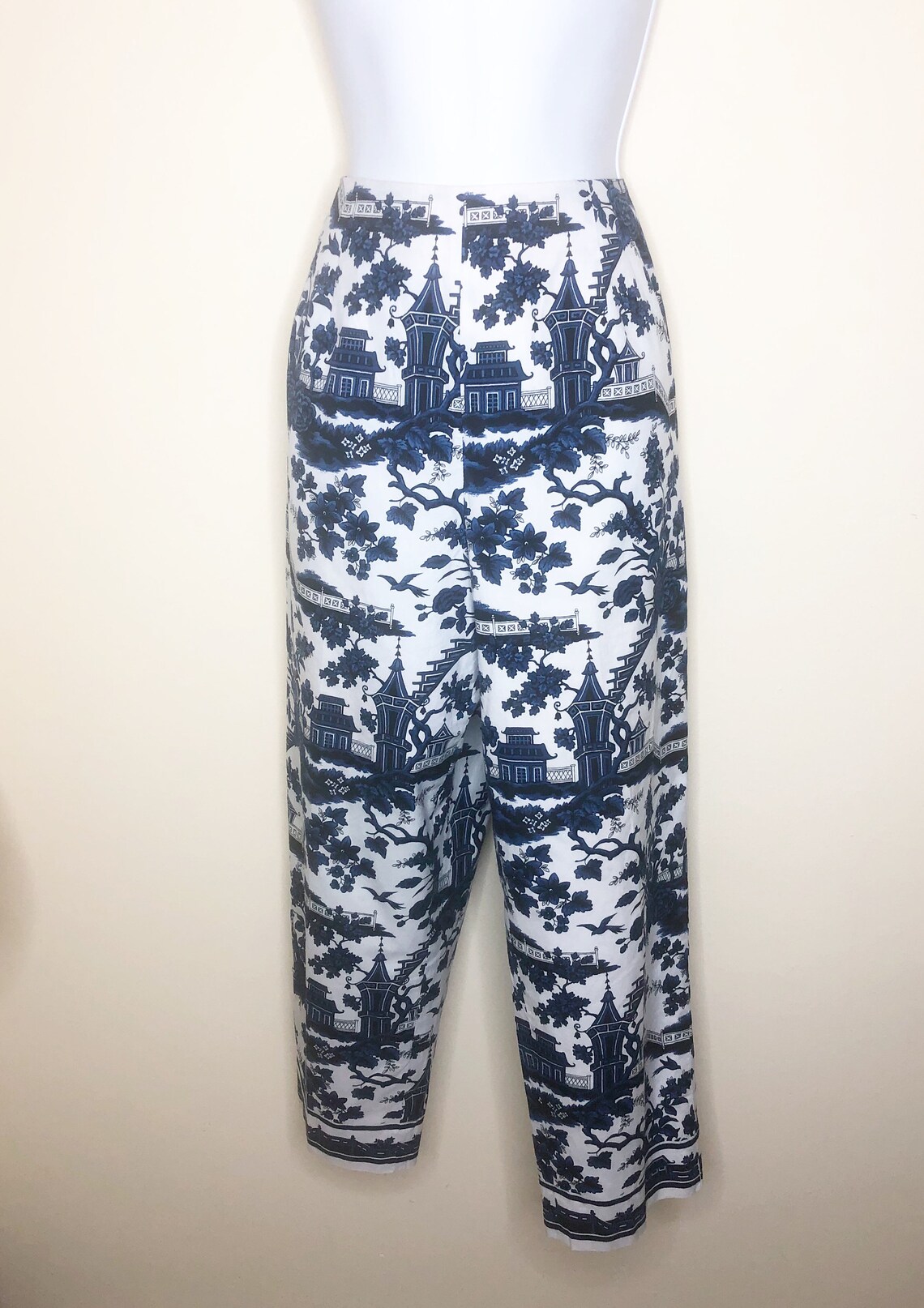 Blue Willow Capris Pants, Talbots Clam Diggers, Cotton Capris, Blue and ...