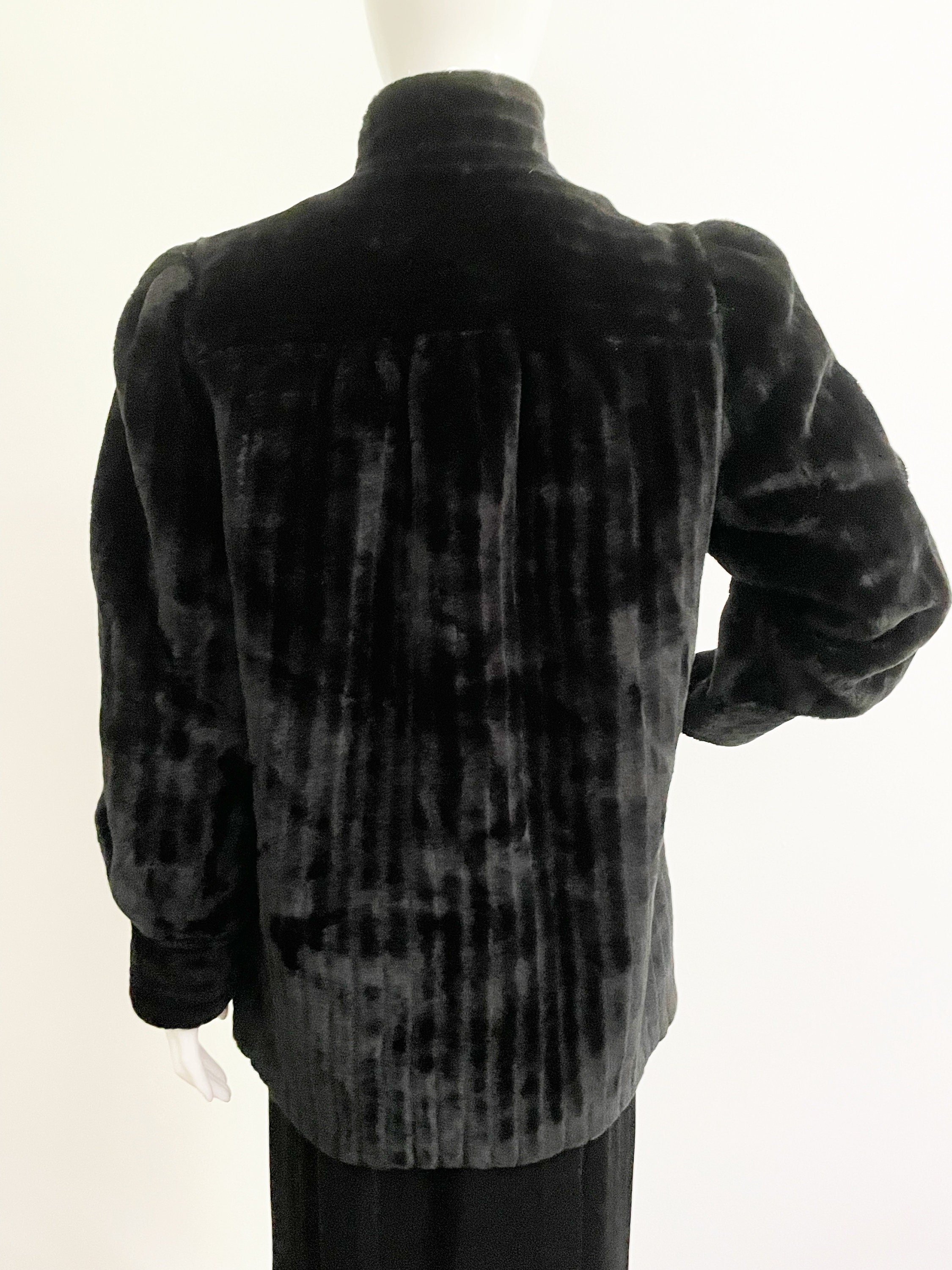 Vintage Borgessa Faux Fur, Black Fur Jacket, Puff Sleeves, Short Faux ...