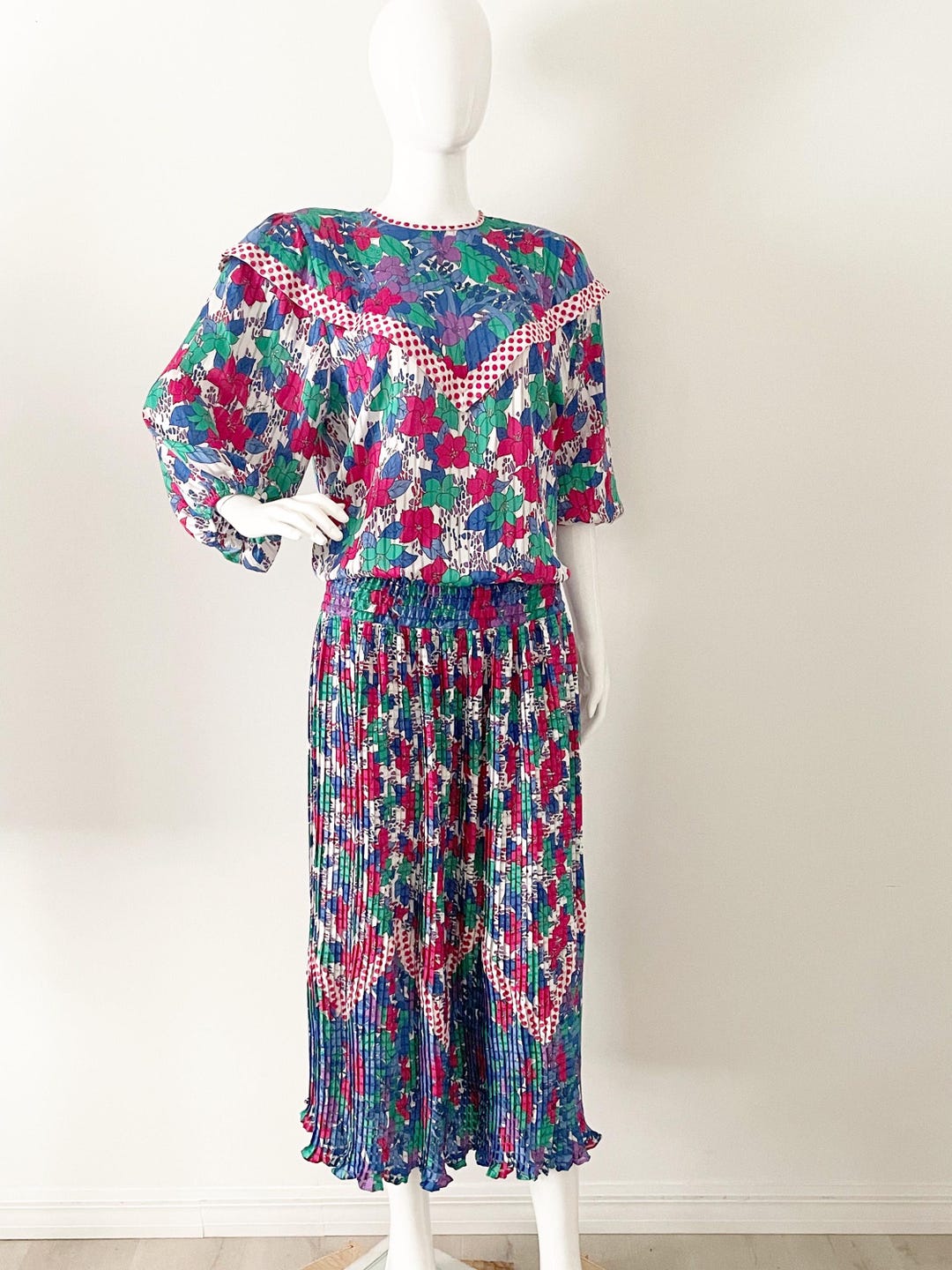 Vintage Diane Freis Dress, Blouson/ Maxi Dress, Floral Print Designer ...