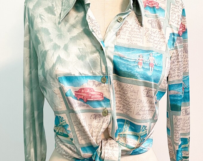 Vintage Nik Nik Rayon Disco Shirt, 70's Made in Italy, 40's Bathing ...