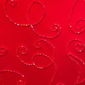 Bright Red Silk Gown, Beaded Red Dress, Silk Handkerchief Hem Gown ...