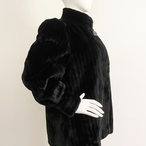 Vintage Borgessa Faux Fur, Black Fur Jacket, Puff Sleeves, Short Faux ...