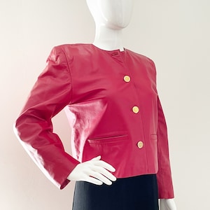 Vintage Cropped Red Leather Jacket, Short Red Leather Coat, Evan Davies ...