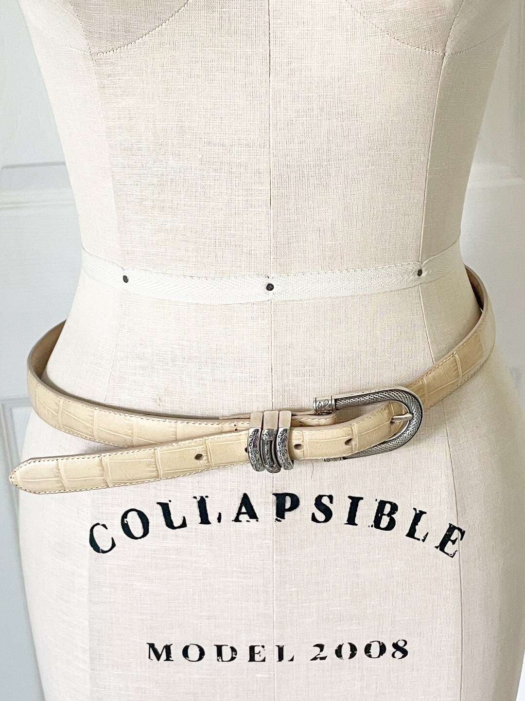 Vintage Brighton Classics, Faux Reptile Leather Belt, Silver Buckles ...
