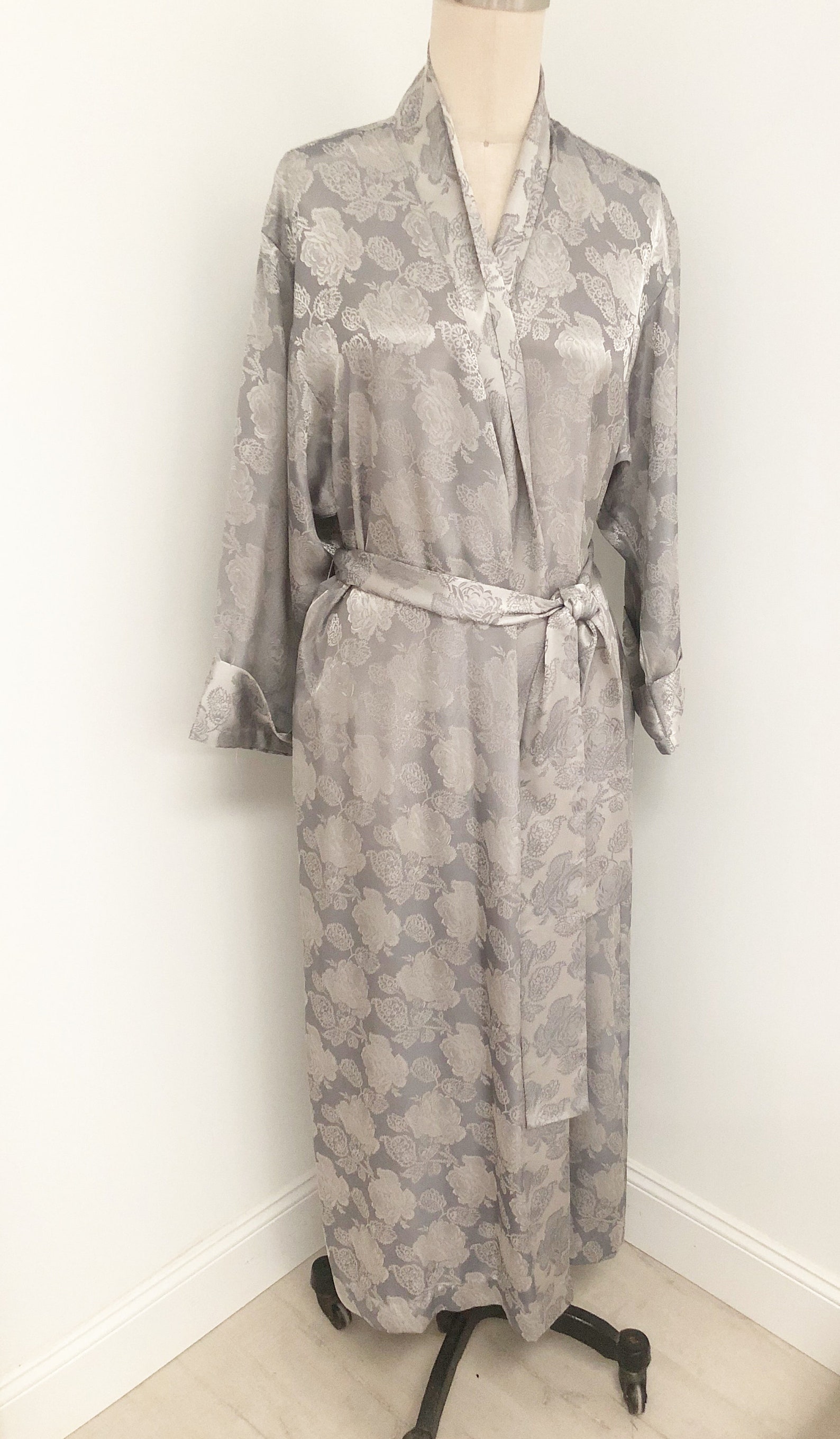 Vintage Natori Robe Belted Robe Silky Robe Gray Robe - Etsy