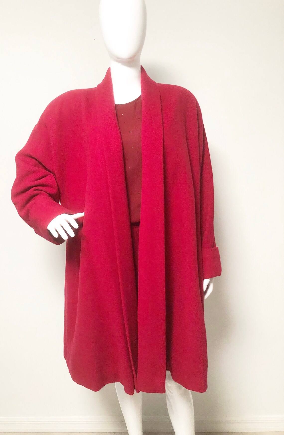 Vintage Red Wool Swing Coat Quilted Lining Coat Shawl Collar - Etsy