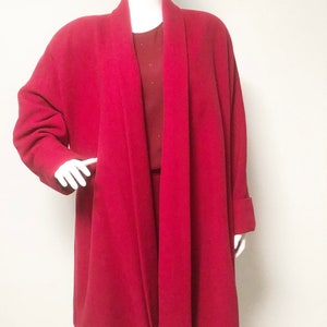Vintage Red Wool Swing Coat, Quilted Lining Coat, Shawl Collar Coat ...