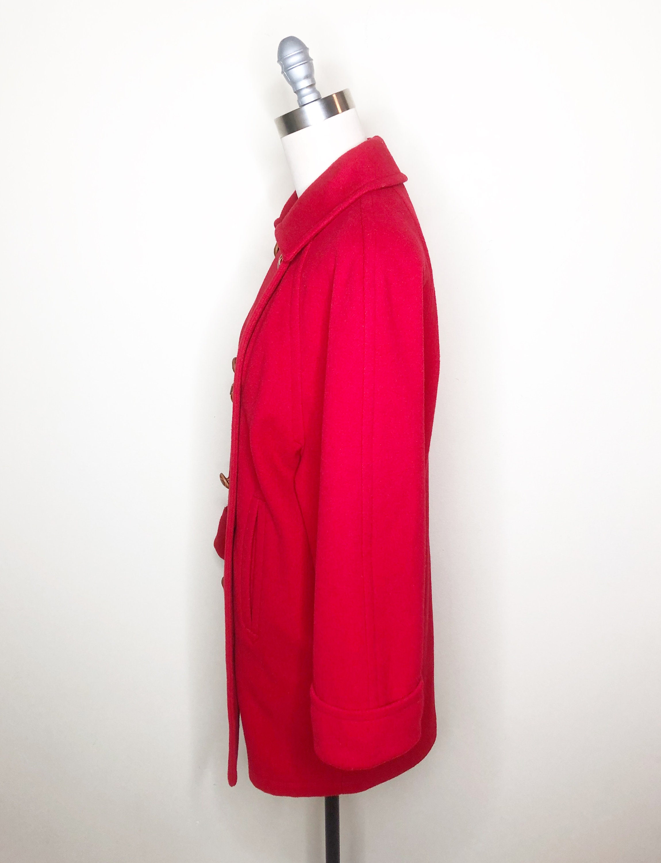 Red Double Breasted Wool Coat, the Limited, USA, Red Winter Coat - Etsy