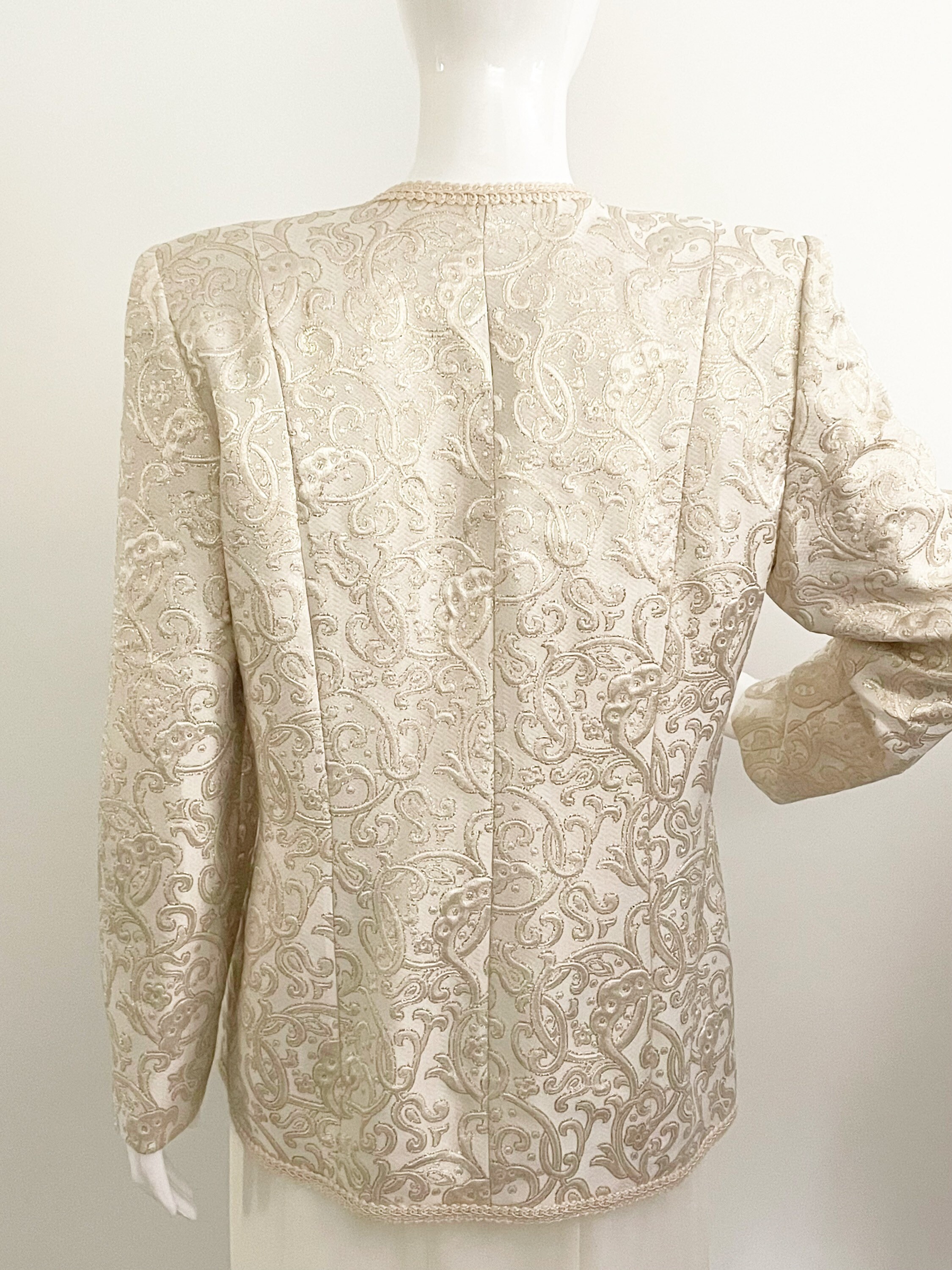 Vintage Lillie Rubin Gold and Ivory Jacket, Rhinestone Buttons, Wedding ...