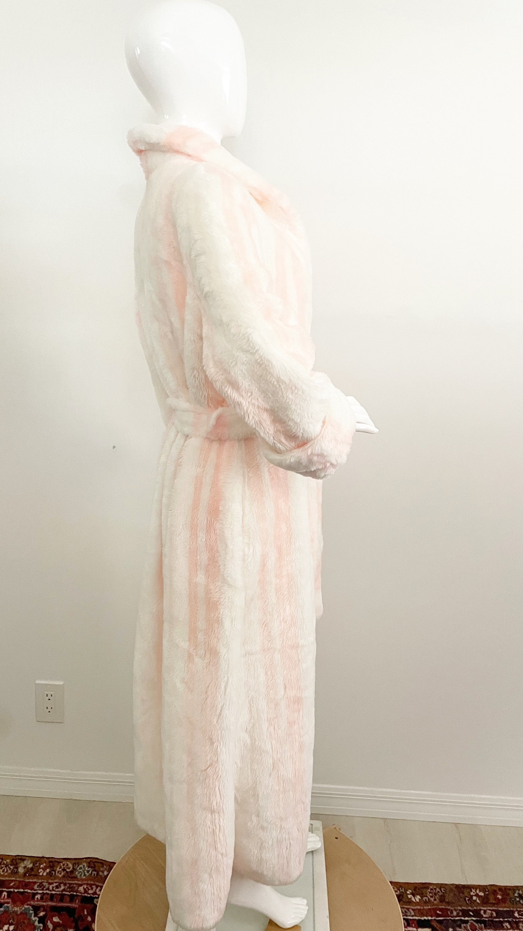 Vintage Fuzzy Robe, Striped Cozy Robe, Long Robe, Fabric by Charm, Borg ...
