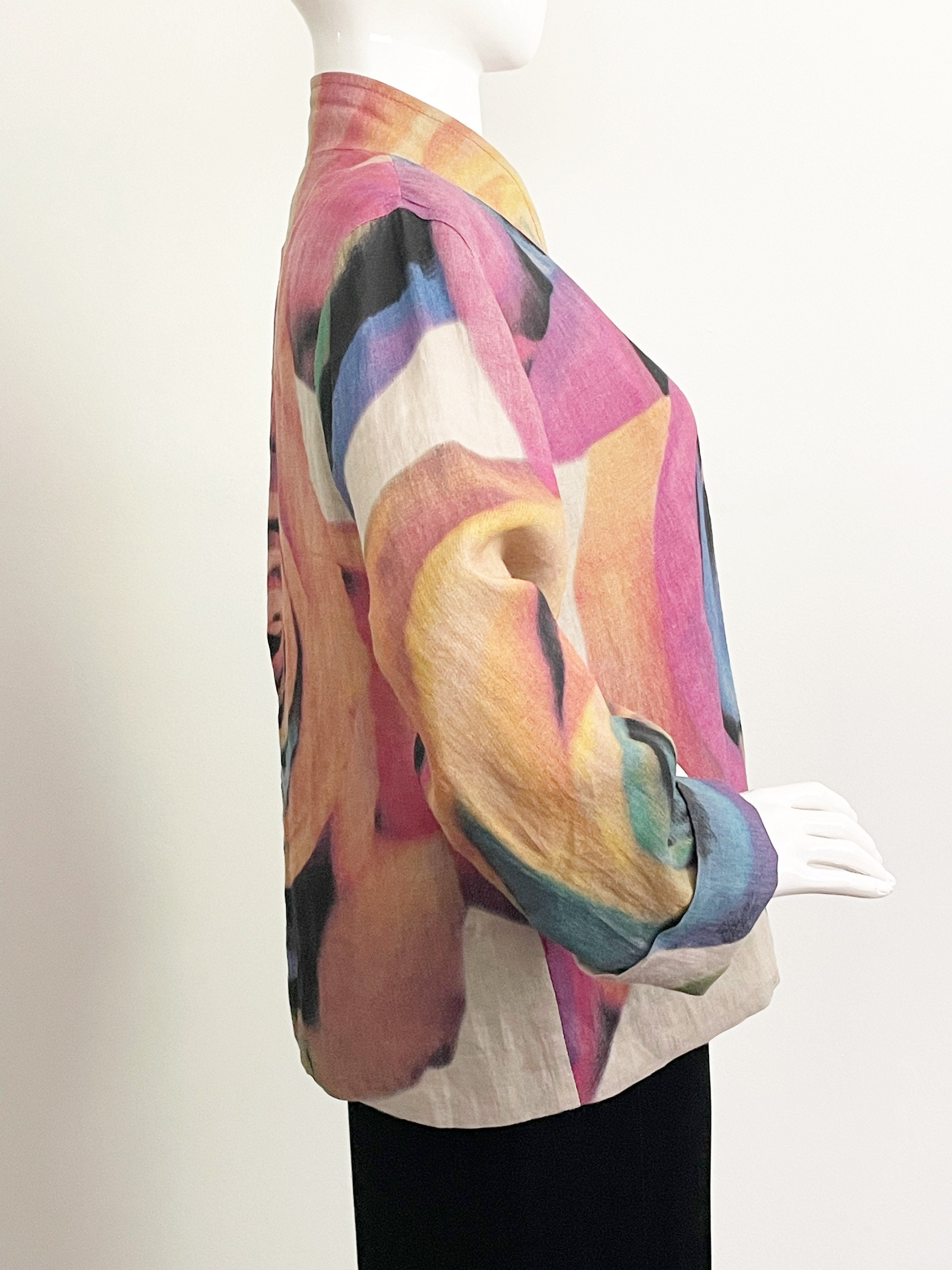 Caroline Rose Linen Watercolor Floral Jacket Lined Linen - Etsy