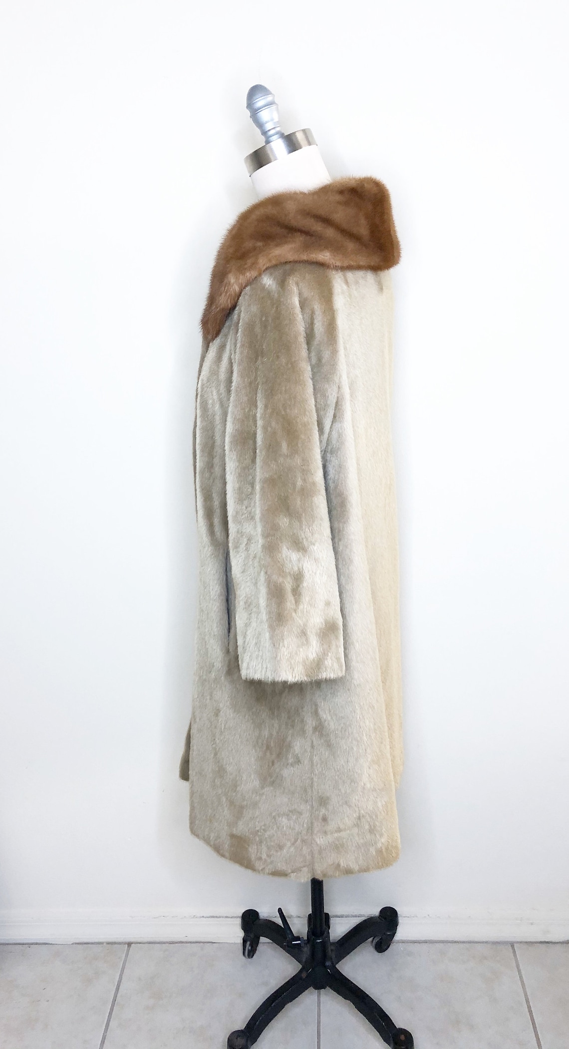 Vintage Faux Fur Coat Mink Collar 50's Coat Fur Coat | Etsy