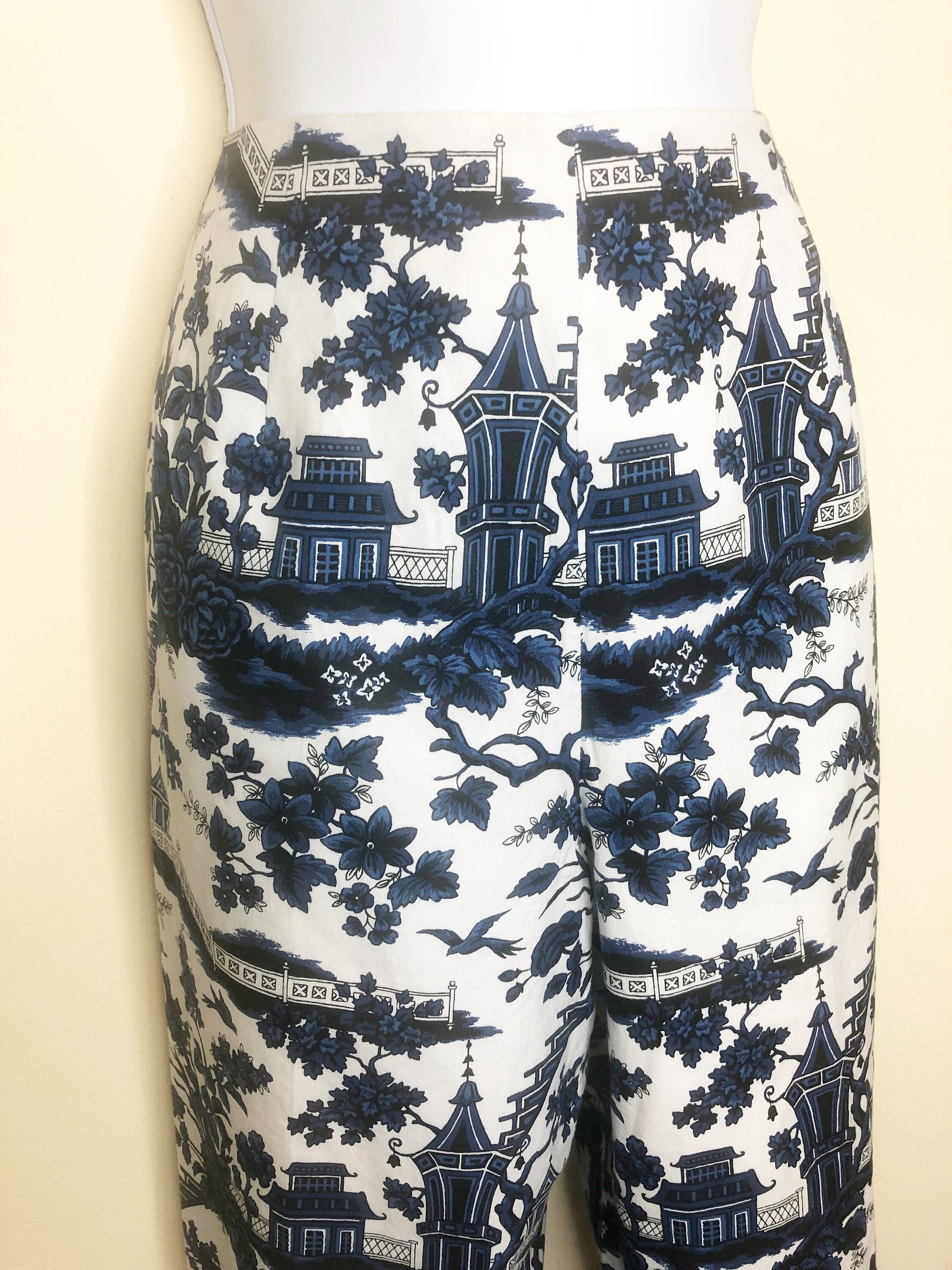 Blue Willow Capris Pants, Talbots Clam Diggers, Cotton Capris, Blue and ...