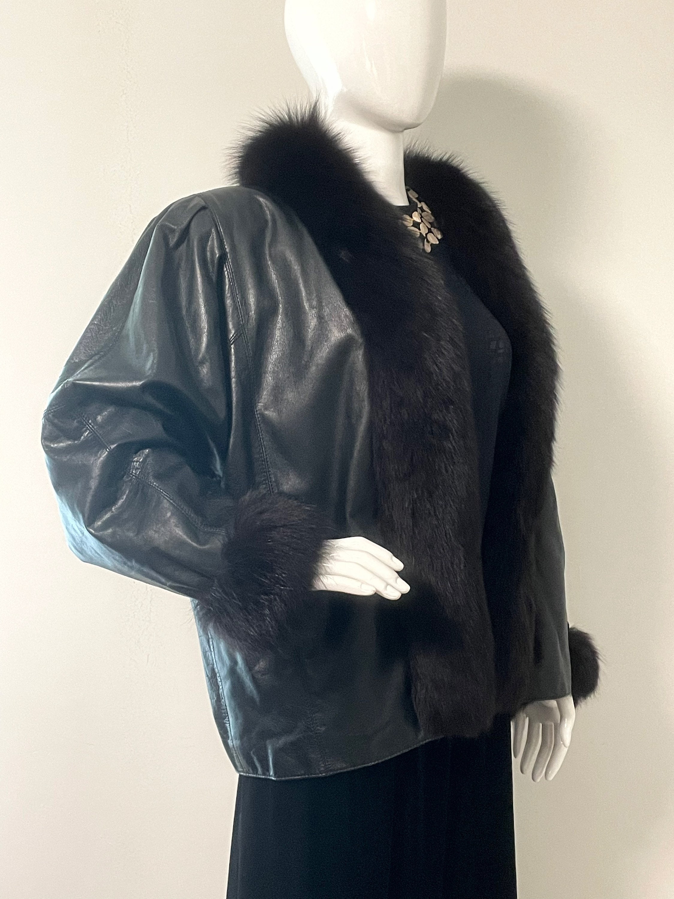 Leather Jacket Fox Fur - Etsy