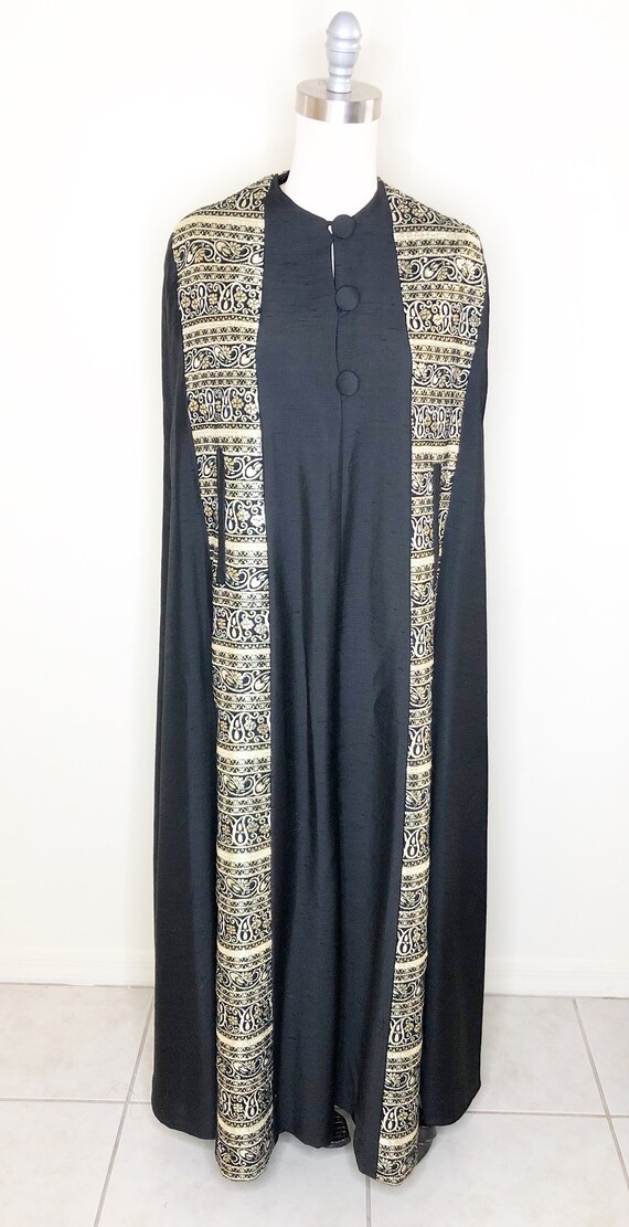 Vintage Black cloak, cape, maxi cape, wrap, embellish… - Gem