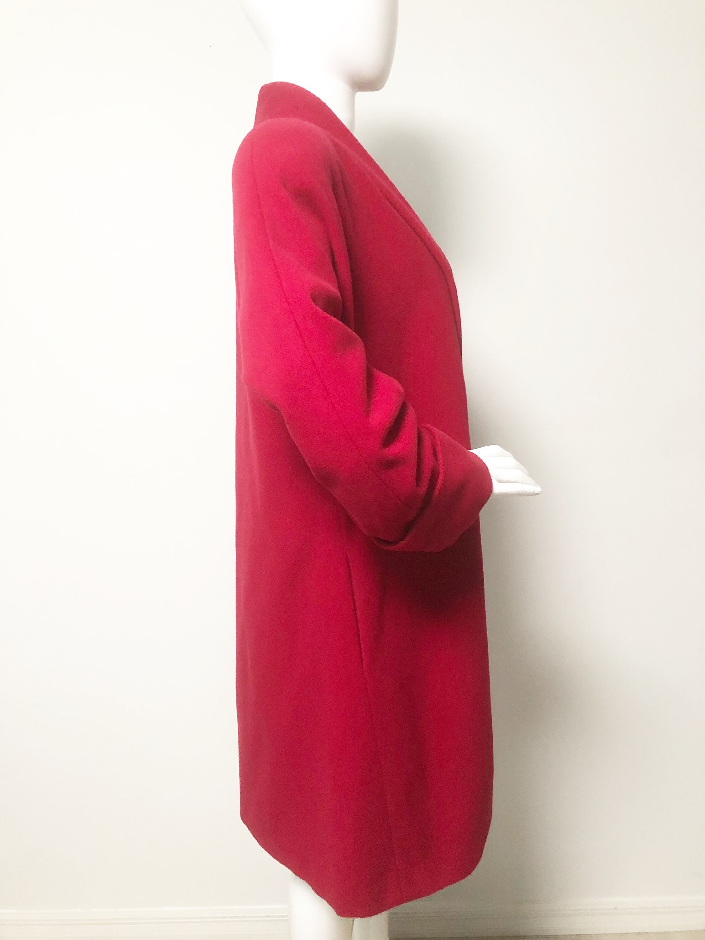 Vintage Red Wool Swing Coat Quilted Lining Coat Shawl Collar - Etsy