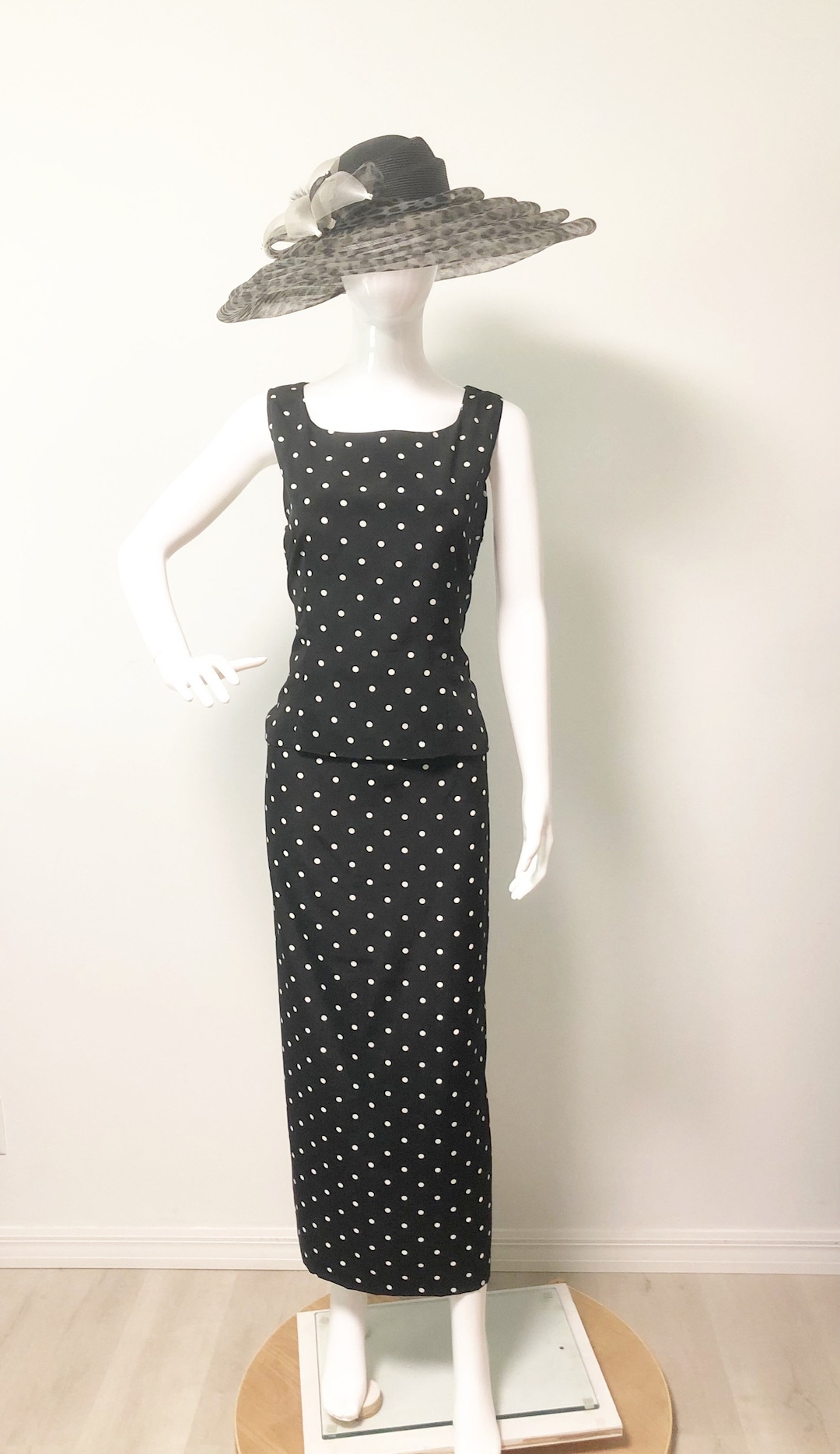 Vintage Polka Dot Shell and Skirt Set, Simply Irresistiable, Black and ...