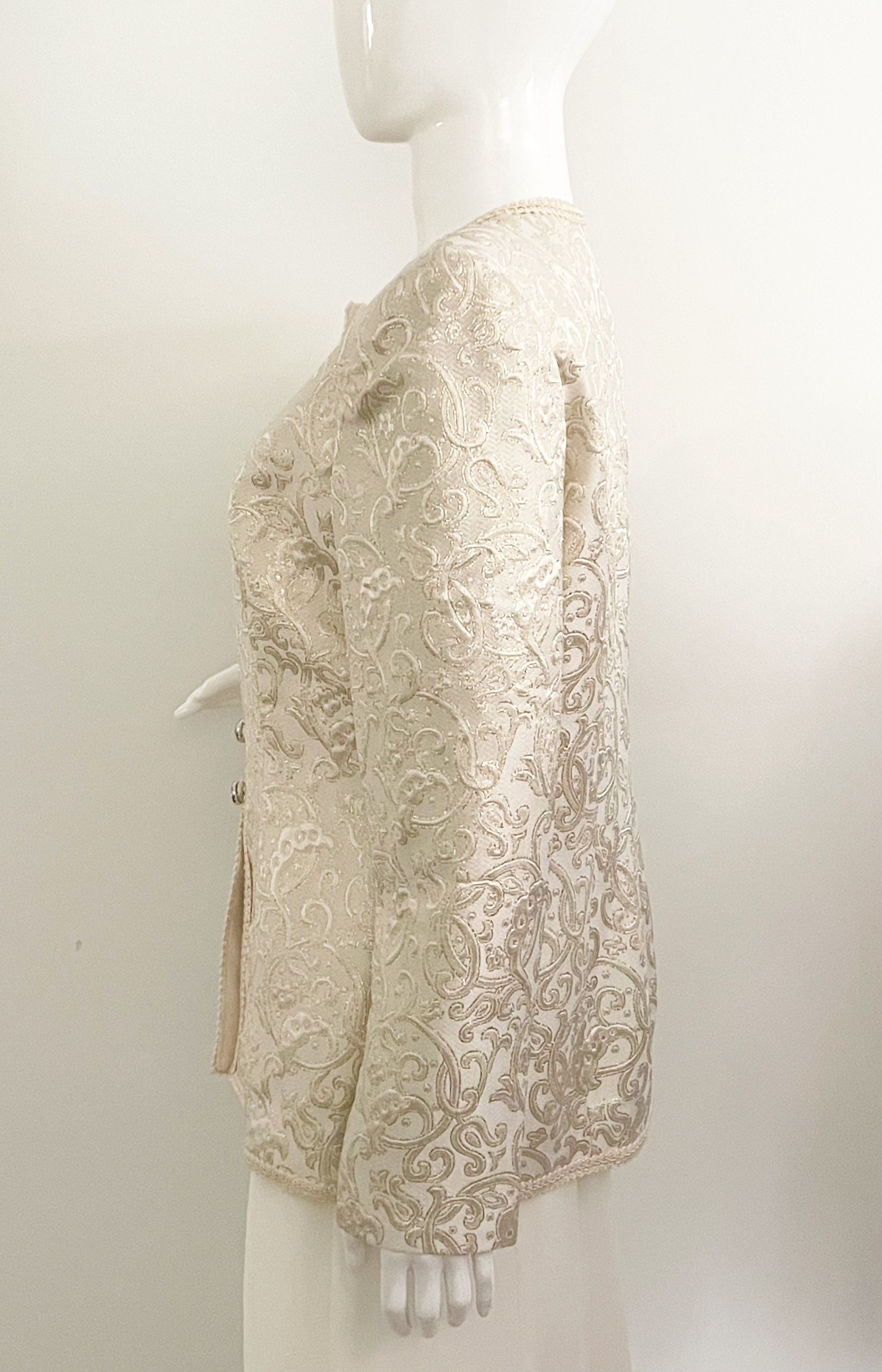 Vintage Lillie Rubin Gold and Ivory Jacket, Rhinestone Buttons, Wedding ...