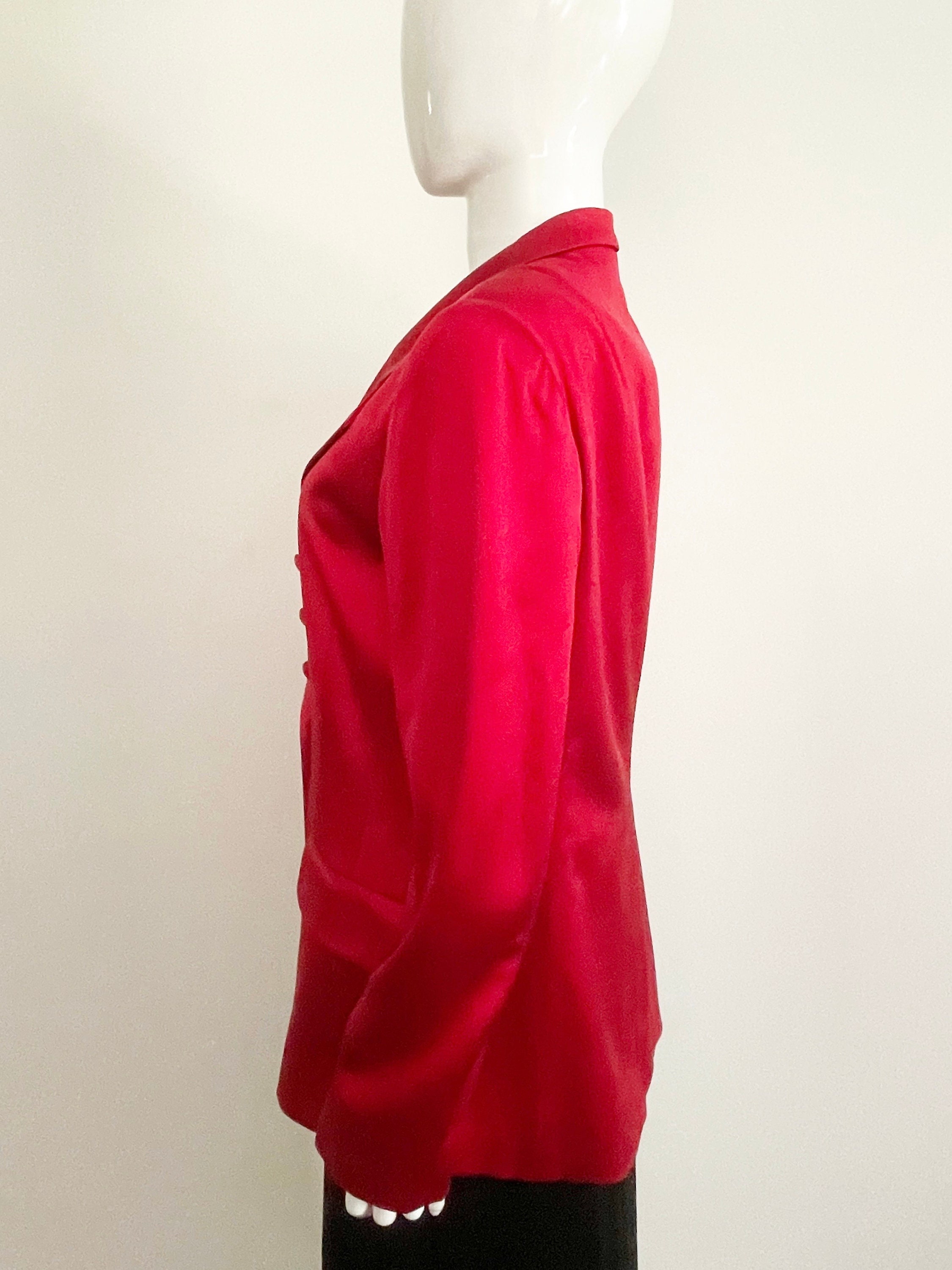 Vintage Bright Red Silk Double Breasted Jacket, David Hayes, USA, 80's ...