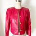 Vintage Cropped Red Leather Jacket, Short Red Leather Coat, Evan Davies ...