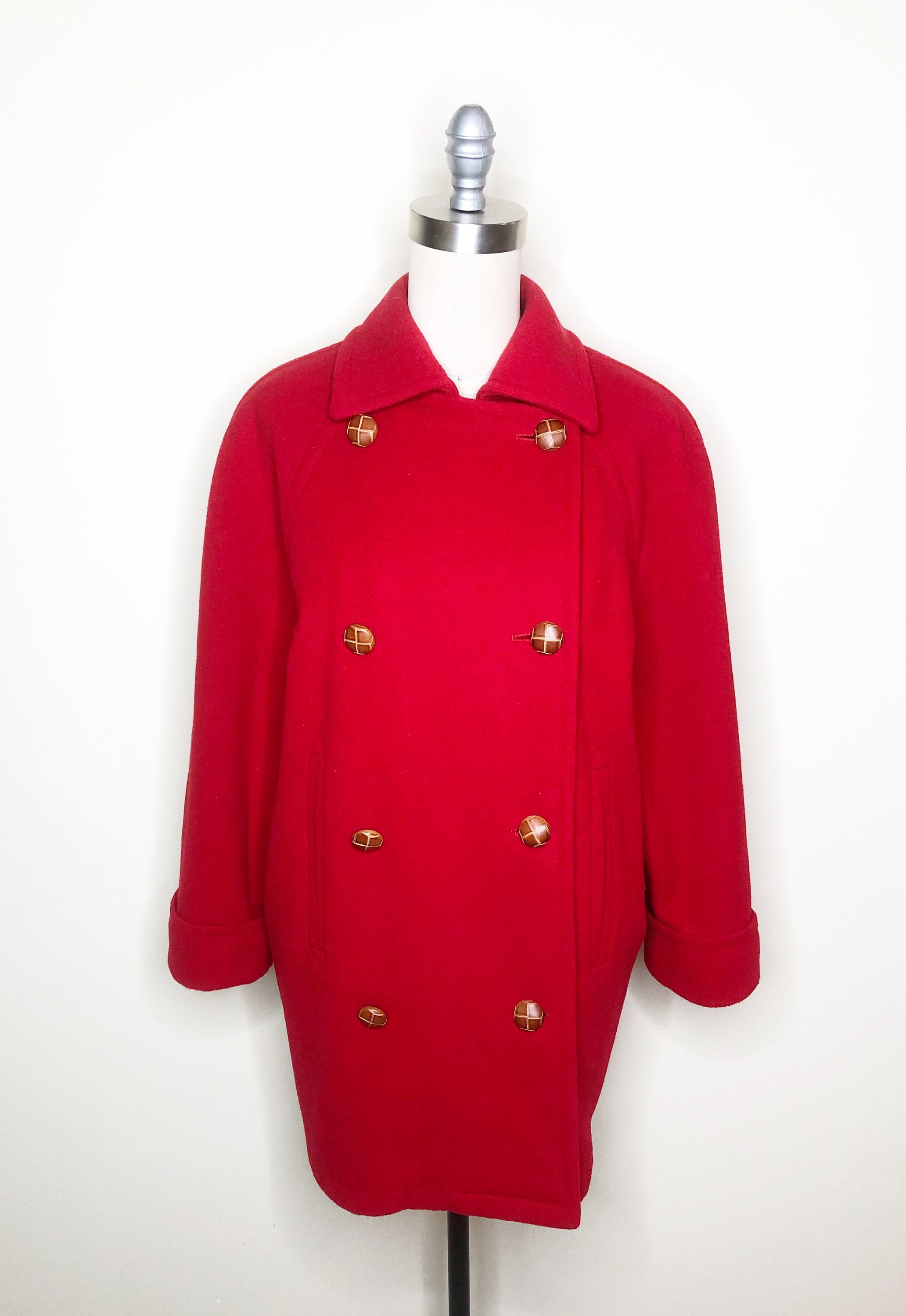Red Double Breasted Wool Coat, the Limited, USA, Red Winter Coat - Etsy