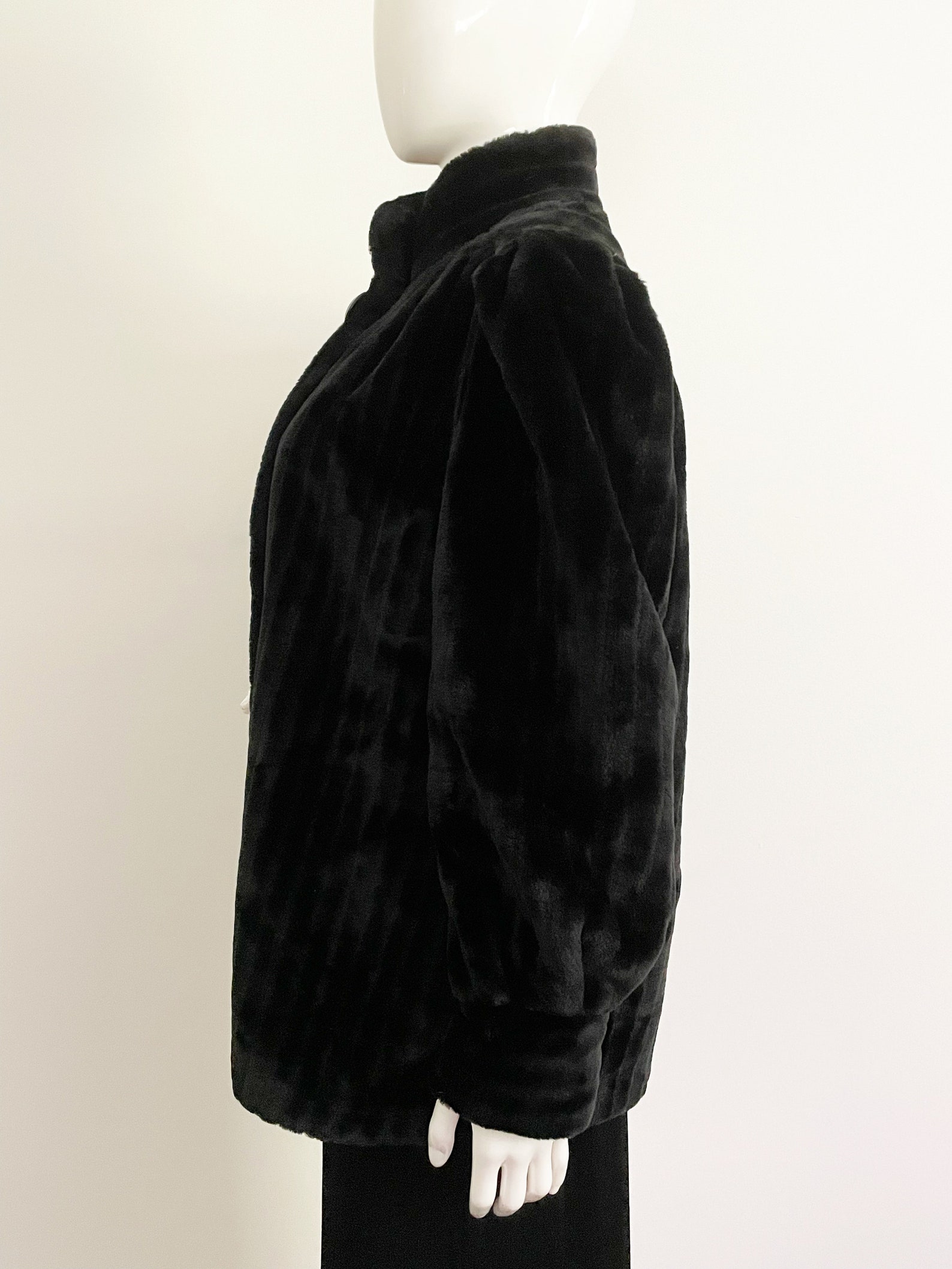 Vintage Borgessa Faux Fur, Black Fur Jacket, Puff Sleeves, Short Faux ...