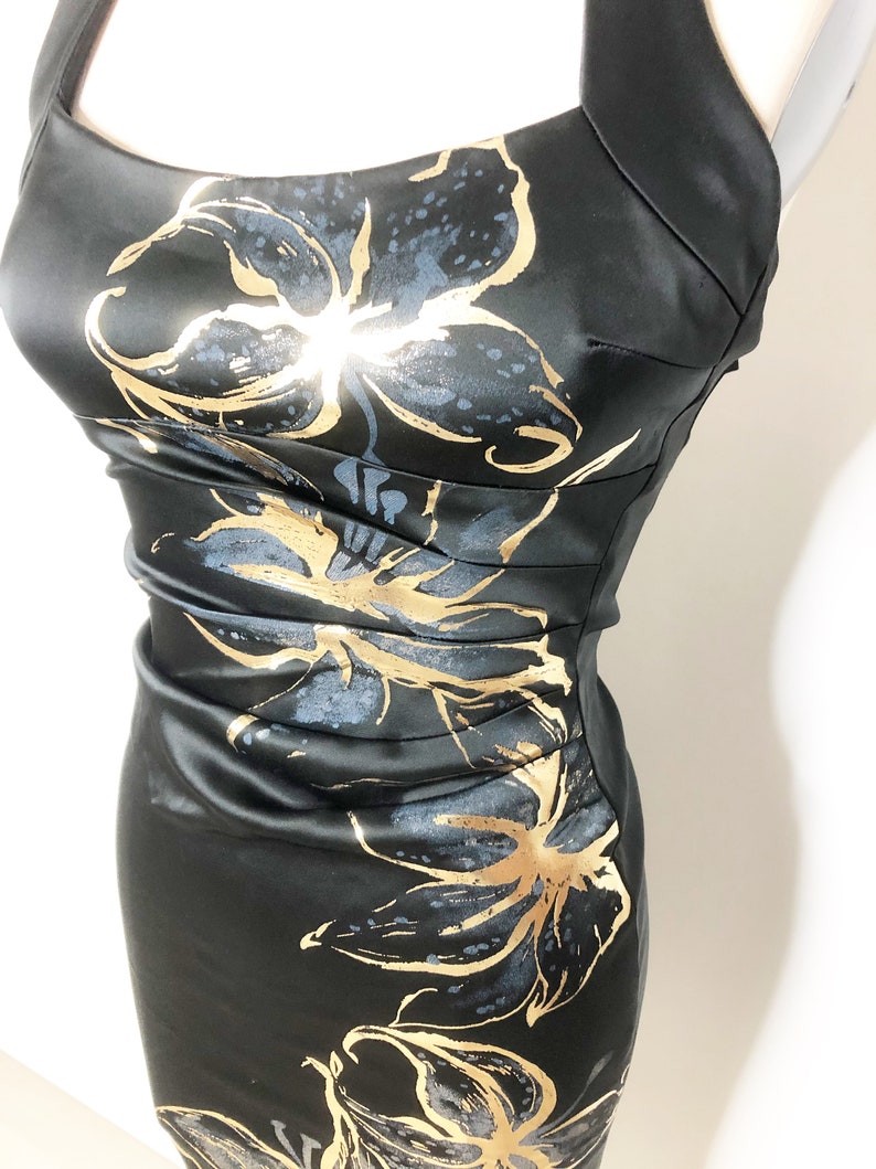 Vintage Cache Black Painted Dress, LBD, Sexy Black Dress, Halter Dress ...