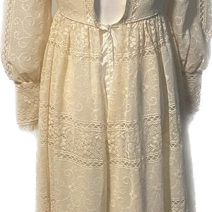 Vintage Emma Domb Lace Overlay Dress, Pearl Embellished Gown, 70's Boho ...