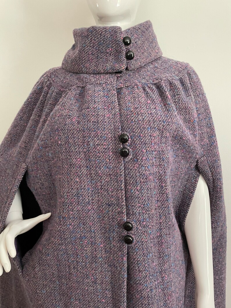Vintage Pierre Cardin Purple Wool Cape, Heathered Purple Cape, Designer ...