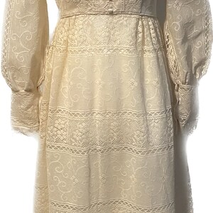 Vintage Emma Domb Lace Overlay Dress, Pearl Embellished Gown, 70's Boho ...