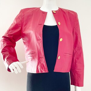 Vintage Cropped Red Leather Jacket, Short Red Leather Coat, Evan Davies ...